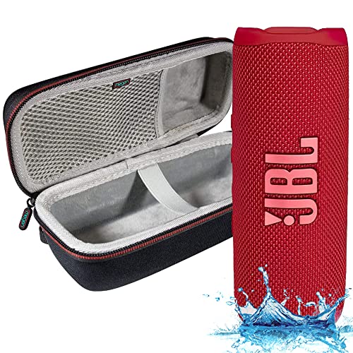 JBL-Flip 6 - Waterproof Portable Bluetooth Speaker, Powerful Sound and deep bass, IPX7 Waterproof, 12 Hours of Playtime with Megen Hardshell Case - Red