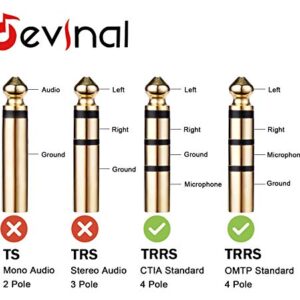 Devinal 3.5mm TRRS Cable, 1/8" inch 4 Pole Auxiliary Cord, Aux Mini-Jack Stereo Nylon Braided Male to Male Cable 6.6 FT/ 2M (2 Pack)