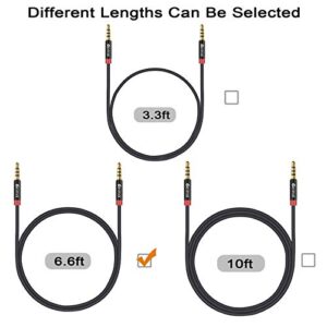 Devinal 3.5mm TRRS Cable, 1/8" inch 4 Pole Auxiliary Cord, Aux Mini-Jack Stereo Nylon Braided Male to Male Cable 6.6 FT/ 2M (2 Pack)