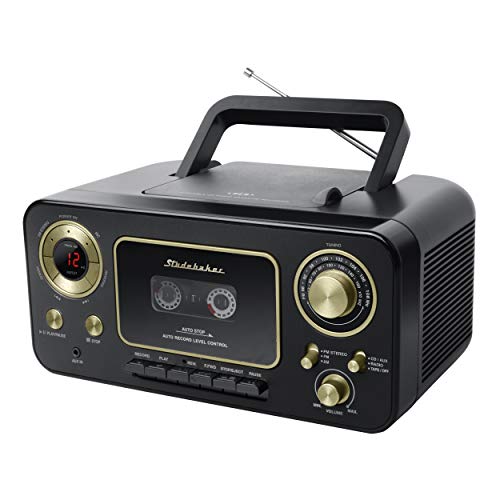 Studebaker SB2135BG Portable Stereo CD Player with AM/FM Radio and Cassette Player/Recorder (Black Gold)