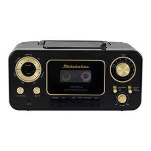 Studebaker SB2135BG Portable Stereo CD Player with AM/FM Radio and Cassette Player/Recorder (Black Gold)