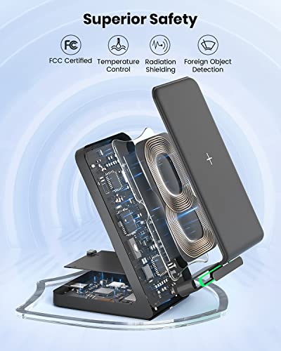 GEEKERA Wireless Charger, 2 Pack Wireless Charging Stand, Qi-Certified Charging Station for iPhone 13/12/11/Pro/Pro Max/Mini/X/Xr, Wireless Charging Station for Samsung Galaxy Series (With AC Adapter)