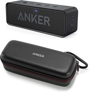 anker upgraded, soundcore bluetooth speaker with ipx5 waterproof, stereo sound, 24h playtime, portable wireless speaker bundle with official travel case