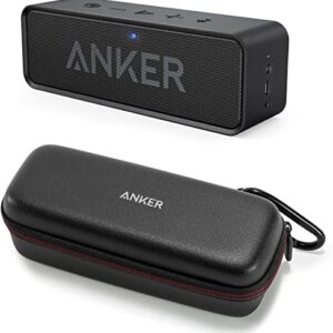 Anker Upgraded, Soundcore Bluetooth Speaker with IPX5 Waterproof, Stereo Sound, 24H Playtime, Portable Wireless Speaker Bundle with Official Travel Case