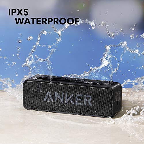 Anker Upgraded, Soundcore Bluetooth Speaker with IPX5 Waterproof, Stereo Sound, 24H Playtime, Portable Wireless Speaker Bundle with Official Travel Case