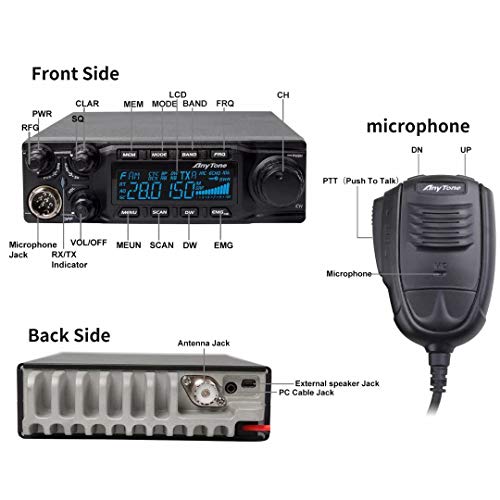 AnyTone AT-6666 10 Meter Radio for Truck, with SSB(PEP)/FM/AM/PA Mode,High Power Output 15W AM,45W FM,60W SSB(PEP)