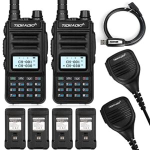 tidradio td-h5 gmrs radio with 4pcs 1500mah batteries, 5watt gmrs handheld radio for adults, gmrs repeater capable, two way radio with noaa weather receiver & scan (2 pack)