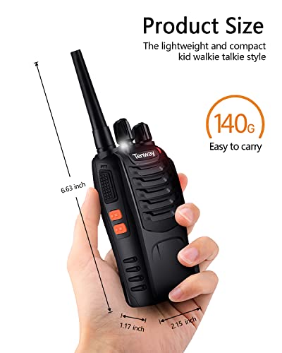 6Pack TW-888S Two Way Radio for Adult Long Range Rechargeable Handheld Walkie Talkie with Air Earpiece and Programming Cable and 6 Way Multi Unit Charger