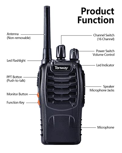 6Pack TW-888S Two Way Radio for Adult Long Range Rechargeable Handheld Walkie Talkie with Air Earpiece and Programming Cable and 6 Way Multi Unit Charger