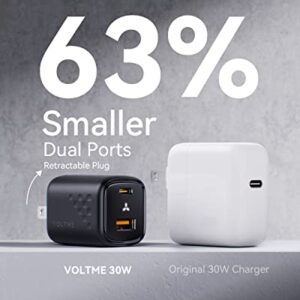 [2-Pack] VOLTME 30W USB C Charger (GaN III Tech), PD PPS Compact Charger Block Fast Chargers, 30W USB-C Power Adapters for MacBook Air, iPhone 14 13 12 Mini Pro Max, Galaxy S22/21, Pixel 6 Pro, iPad