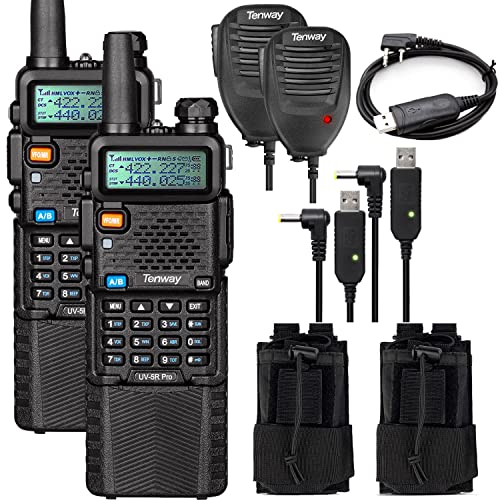 Ham Radio UV-5R Pro 8W High Power Two Way Radio with 3800mAh Battery,Handheld Speaker Mic, Radio Case 2 Pack and one Programming Cable,