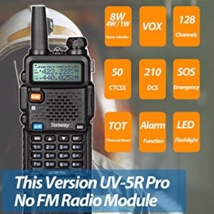 Ham Radio UV-5R Pro 8W High Power Two Way Radio with 3800mAh Battery,Handheld Speaker Mic, Radio Case 2 Pack and one Programming Cable,