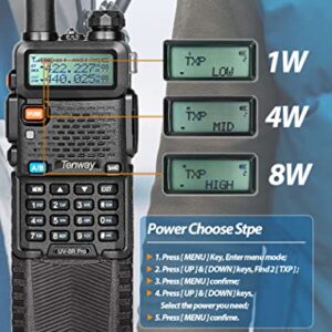 Ham Radio UV-5R Pro 8W High Power Two Way Radio with 3800mAh Battery,Handheld Speaker Mic, Radio Case 2 Pack and one Programming Cable,