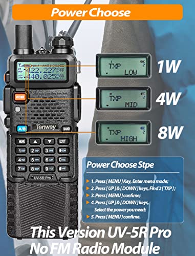 Ham Radio UV-5R Pro 8W High Power Two Way Radio with 3800mAh Battery,Handheld Speaker Mic, Radio Case 2 Pack and one Programming Cable,