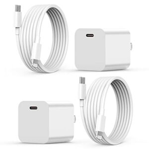 iphone fast charger,2-pack apple mfi certified type c block fast charging wall plug with 10 foot long usb c to lightning cable cord compatible with iphone 14/13/12/11/pro/pro max/11/xs max/xr/x,ipad