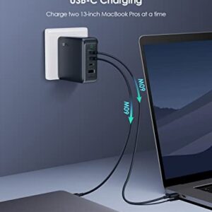 oraimo USB C Charger, HyperGaN 120W Charger, PPS 4-Port Fast Compact Foldable Wall Charger Suitable for MacBook Pro/Air, iPad Pro, Galaxy S22/S21 (Blue)