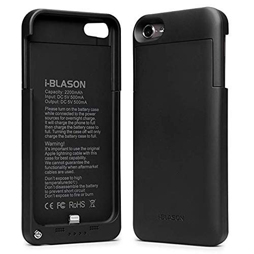 i-Blason Battery Case Designed for iPod Touch 7/6/5, 2200mAh Portable Charging Rechargeable Extended Battery Slider Case for iPod Touch 5th/6th/7th Generation, Black