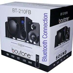 Boytone BT-210FB Wireless Bluetooth Stereo Audio Speaker with Powerful Sound, Bass System, Excellent Clear Sound & FM Radio, Remote Control, Aux-In Port, USB/SD/for Phone's, Laptops, Black, 30 W