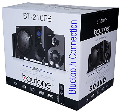 Boytone BT-210FB Wireless Bluetooth Stereo Audio Speaker with Powerful Sound, Bass System, Excellent Clear Sound & FM Radio, Remote Control, Aux-In Port, USB/SD/for Phone's, Laptops, Black, 30 W