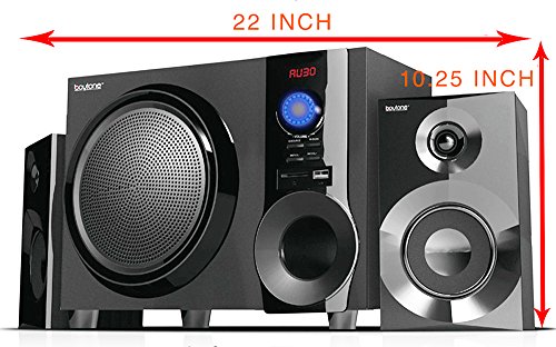 Boytone BT-210FB Wireless Bluetooth Stereo Audio Speaker with Powerful Sound, Bass System, Excellent Clear Sound & FM Radio, Remote Control, Aux-In Port, USB/SD/for Phone's, Laptops, Black, 30 W