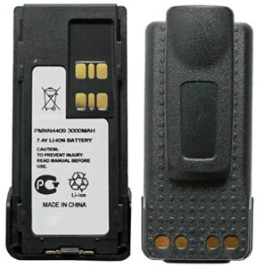 teseko pmnn4409 pmnn4409ar pmnn4491br pmnn4491 pmnn4493a pmnn4412 7.4v 3000mah li-ion two-way radio high-capacity battery replacement for motorola xpr3300 xpr3500 dp4400 xpr7350 xpr7550+belt clip