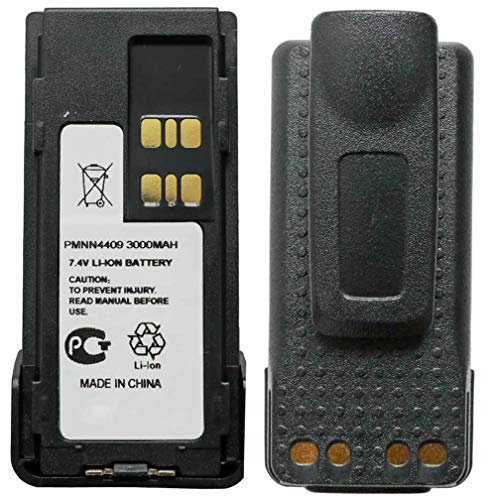 Teseko PMNN4409 PMNN4409AR PMNN4491BR PMNN4491 PMNN4493A PMNN4412 7.4V 3000mAh Li-ion Two-Way Radio High-Capacity Battery Replacement for Motorola XPR3300 XPR3500 DP4400 XPR7350 XPR7550+Belt Clip