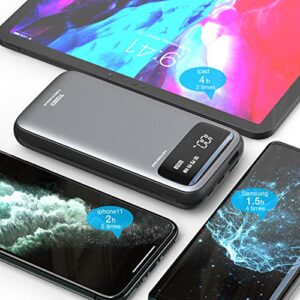 TOZO PB2 PD Fast Charging Power Bank 20000mAh with Visible Digital Display Portable Charger 18W Battery Pack with Dual Input Ports, High Charging Speed for iPhone, Samsung and More. Gray