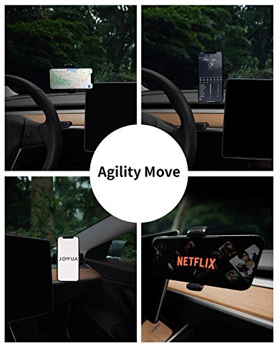 Jowua Invisible Foldaway car Mount for Tesla Model 3 / Model Y, 360° Free Rotation, Silicone Roller Design, Compatible with Phone 13 Pro Max and Other 4.7-6.5'' Smartphones, Model X / S Dashboard