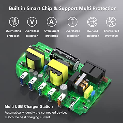 USB C Tower Charging Station, USB Charger Station 60W, 6 Ports USB Chargin Hub, 20W USB C Charger for iPhone 14/13/12/11 Pro Max Mini, X XS XR SE, iPad Pro/Air (UL Listed)