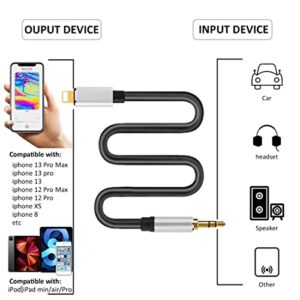 2-in-1 audio cable--iOS port to 3.5mm plug Cable and Female 3.5mm aux-in to RCA Stereo Extension Adapter Cord Compatible with iPhone/iPod/iPad to Headphone, Car, Speaker, Amplifier, Home theater etc.