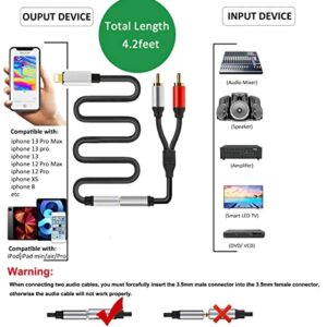 2-in-1 audio cable--iOS port to 3.5mm plug Cable and Female 3.5mm aux-in to RCA Stereo Extension Adapter Cord Compatible with iPhone/iPod/iPad to Headphone, Car, Speaker, Amplifier, Home theater etc.