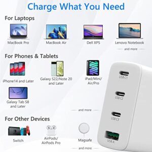 100W USB C Charger, GaN III 4 Port USB C PD Fast Charging Compact Foldable Fast Charging Block with 5ft Type C Cable Compatible MacBook Pro, iPad Pro, Galaxy S21/S22, Dell XPS 13,iPhone 14/13/12, etc