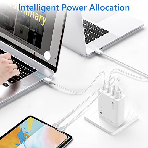 100W USB C Charger, GaN III 4 Port USB C PD Fast Charging Compact Foldable Fast Charging Block with 5ft Type C Cable Compatible MacBook Pro, iPad Pro, Galaxy S21/S22, Dell XPS 13,iPhone 14/13/12, etc