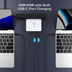 130W USB C GaN Charger, 2 USB-C PD 100W & 1 USB-A QC 18W Fast Charger, Foldable Wall Charger for MacBook pro/Air, iPad, USB C Laptop, iPhone 13/12/11/Pro/Max/Galaxy/Note and More.