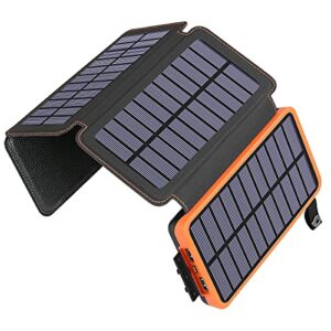 a addtop solar charger power bank – 25000mah portable solar phone charger with 4 solar panels & dual 2.1a usb a outputs external battery pack for phones tablets outdoor camping