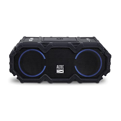 Altec Lansing LifeJacket Jolt - Waterproof Bluetooth Speaker, Durable & Portable Speaker with Qi Wireless Charging and Voice Assistant, Black w/Lights