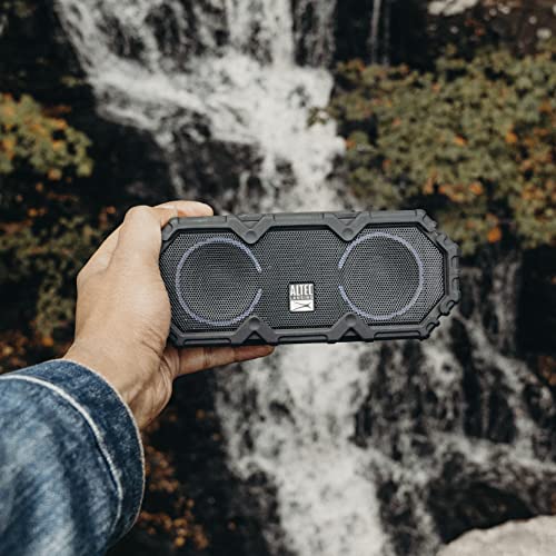 Altec Lansing LifeJacket Jolt - Waterproof Bluetooth Speaker, Durable & Portable Speaker with Qi Wireless Charging and Voice Assistant, Black w/Lights