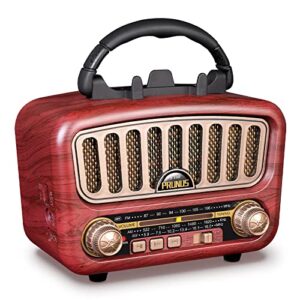 【2023 newest】 prunus j-180 vintage retro radio bluetooth speaker with best sound, portable am fm radio with loud volume, bluetooth 5.0 wireless connection, tf card & mp3 player, rechargeable speaker