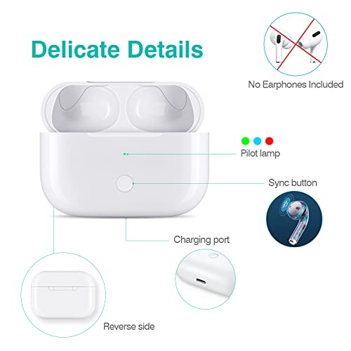 Upgraded Wireless Charging Case Compatible with Air Pod Pro, Replacement Compatible with Pro, Wireless Charger Case Pro with Bluetooth Pairing Sync Button (White)