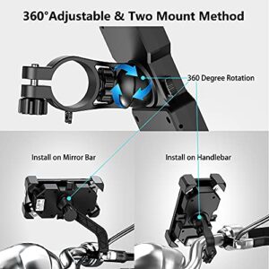 Upgraded Leepiya Motorcycle Phone Mount with Wireless and USB Charger 15W Qi Fast Charging Cell Phone Holder for Motorcycle ATV Boat Snowmobile Compatible with iPhone 12 11 Xs MAX XR X 8 8P Samsung