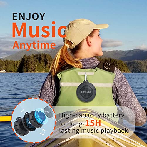 HEYSONG Small Shower Speaker, IP67 Waterproof Speakers, 15H Playtime, Stereo Pairing, Lightweight Portable Speaker for Pool, Beach, Hiking, Boat, Kayak Accessories