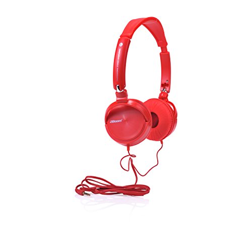 2BOOM Dyna Jam Over Ear Hipster Foldable Stereo Wired Headphone Microphone Headset Red