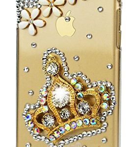 STENES iPod Touch (6th Generation) Case - Luxurious Crystal 3D Handmade Sparkle Diamond Rhinestone Clear Cover With Retro Bowknot Anti Dust Plug - Big Crown Flowers/Clear