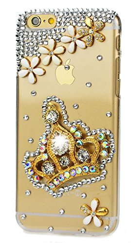 STENES iPod Touch (6th Generation) Case - Luxurious Crystal 3D Handmade Sparkle Diamond Rhinestone Clear Cover With Retro Bowknot Anti Dust Plug - Big Crown Flowers/Clear