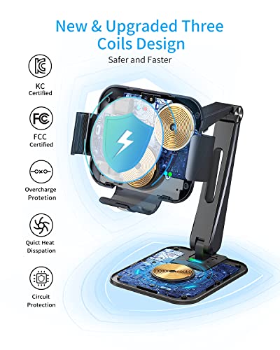 ANPULES Wireless Charger Stand for Z Fold 4/3/2, ANPULES [3 Coils] 2 in 1 Charging Station for Samsung Galaxy Buds 2 Pro/Pro / 2 / Live and Z Fold Series