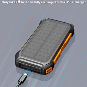 Solar Charger 26800mAh Power Bank: Hiluckey 3A USB C Fast Charging Portable Phone Charger Camping External Battery Pack with 3 Outputs for iPhone Samsung Tablet