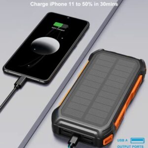 Solar Charger 26800mAh Power Bank: Hiluckey 3A USB C Fast Charging Portable Phone Charger Camping External Battery Pack with 3 Outputs for iPhone Samsung Tablet