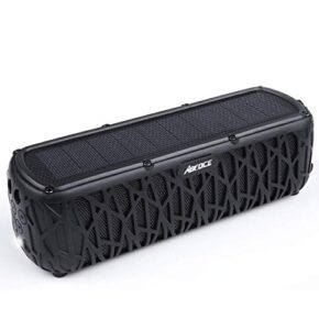 abfoce solar bluetooth speaker portable outdoor bluetooth ipx6 waterproof speaker with 5000mah power bank,60 hours play time dual speaker with mic, stereo sound with bass home wireless speaker-black