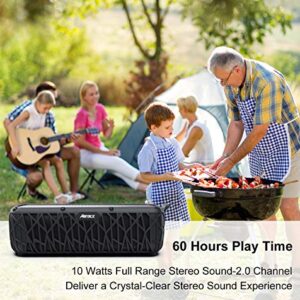 ABFOCE Solar Bluetooth Speaker Portable Outdoor Bluetooth IPX6 Waterproof Speaker with 5000mAh Power Bank,60 Hours Play Time Dual Speaker with Mic, Stereo Sound with Bass Home Wireless Speaker-Black