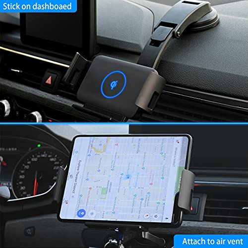 Wireless Car Charger Mount Compatible for Samsung Galaxy S23 Ultra/Z Fold 4/Z Fold 3/S22 Ultra/S21,10W Car Phone Holder for iPhone 14 Pro Max 13 12 11 Series, Auto Clamp Air Vent Galaxy Fold Car Mount